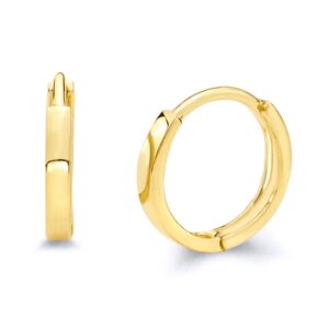 14k real yellow gold 2mm thickness huggie earrings (11 x 11 mm)