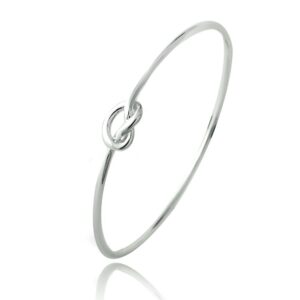 hoops & loops - sterling silver polished love knot bangle bracelet | sterling silver