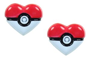 pokemon pokeball heart stud earrings