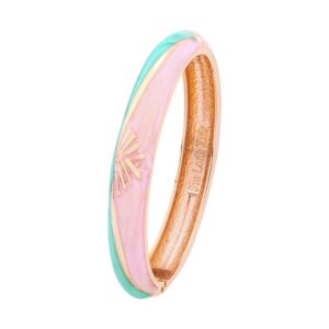 ujoy cloisonne bracelet colorful cloisonne design gold plated hinge enamel bangle jewelry for women 55a79 green-pink