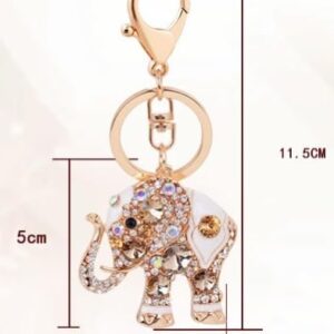 Reizteko Lucky Elephant Colorful Opal Rhinestone Plating Women Car/Bag Keychain Purse Charm - Pink