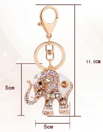 Reizteko Lucky Elephant Colorful Opal Rhinestone Plating Women Car/Bag Keychain Purse Charm - Pink