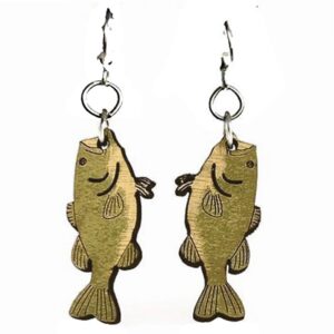 green tree jewelry bass fish fishing wood wooden laser cut earrings #1188