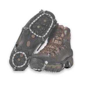 yaktrax diamond grip (med) - full-foot traction on ice, snow, & multi-terrain surfaces - swiveling diamond bead grip points - cold-resistant easy on/off elastic upper band