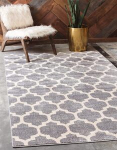 unique loom trellis collection area rug - philadelphia (4' 1" x 6' 1" rectangle dark gray/beige)