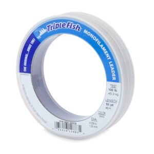 triple fish monofilament leader, 100 lb / 45.3 kg test, 039 in / 1.00 mm dia, camo, 50 yd / 46 m