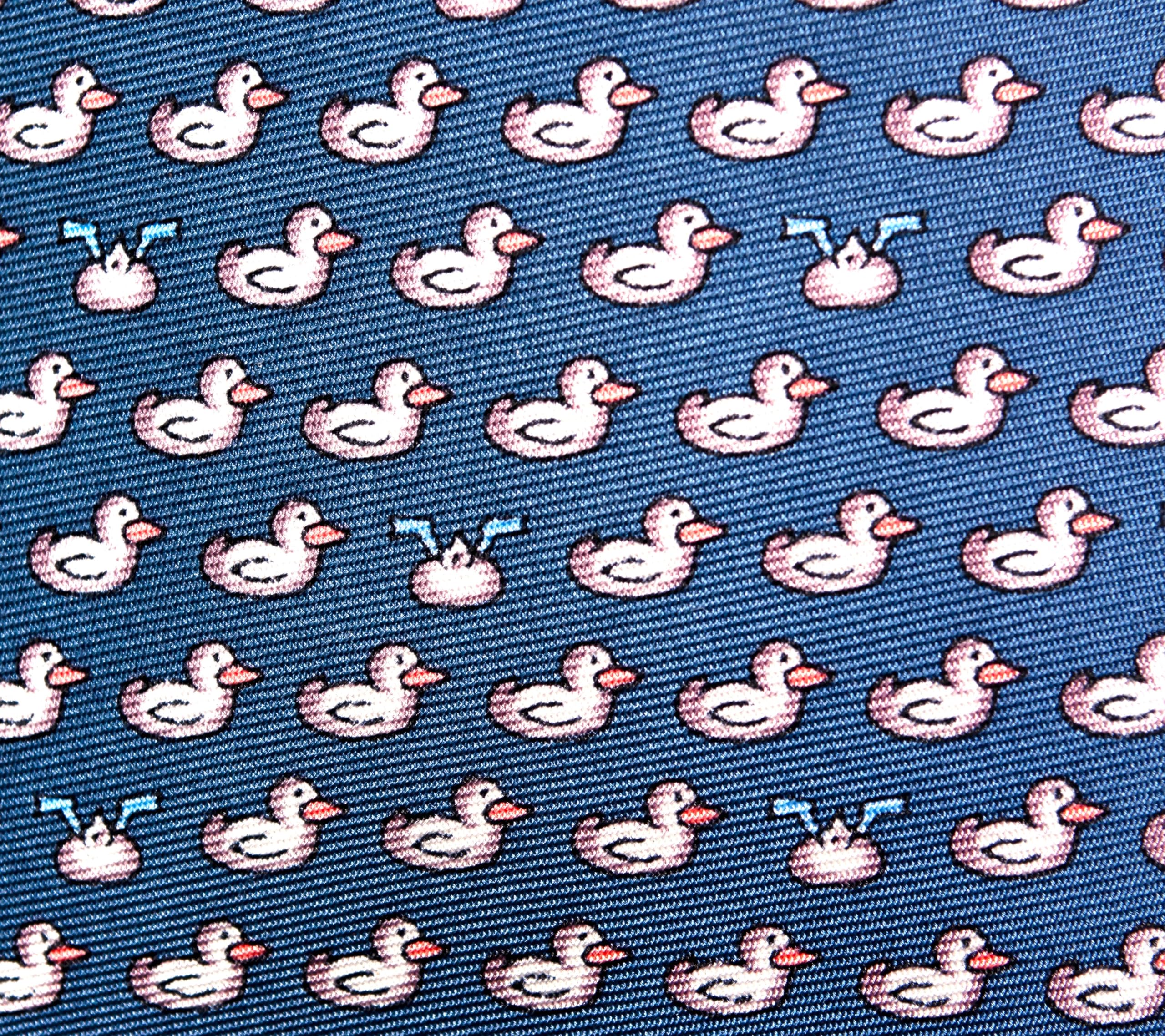 Kings and Wolves Men's 100% Silk Neckties Duck Printed Tie (Blue)