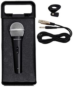 rockville high-end metal dj handheld wired microphone mic w (2) cables (rmc-xlr), black