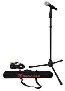 rockville wired pro mic kit 1 - high-end metal microphone+mic stand+carry bag+cable, black