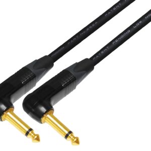 WORLDS BEST CABLES 2 Units - 10 Inch - Guitar Instrument Cable CUSTOM MADE using Mogami 2524 wire and Neutrik NP2RX-B ¼ Inch (6.35mm) Right Angled Gold TS Connectors