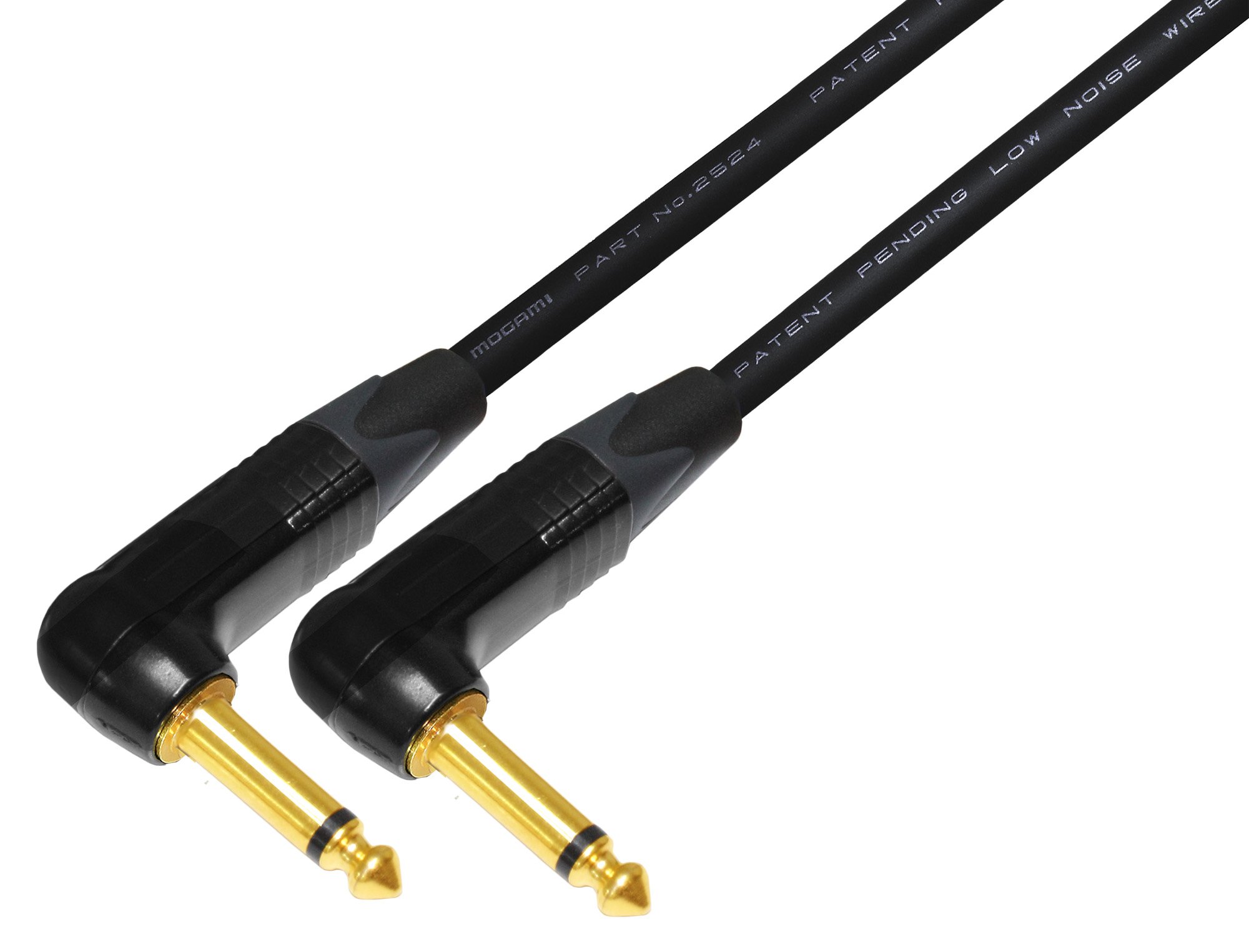 WORLDS BEST CABLES 2 Units - 10 Inch - Guitar Instrument Cable CUSTOM MADE using Mogami 2524 wire and Neutrik NP2RX-B ¼ Inch (6.35mm) Right Angled Gold TS Connectors