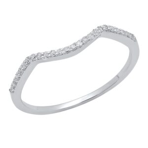 dazzlingrock collection round white diamond curved wedding contour band for women (0.12 ctw, color i-j, clarity i2-i3) in 10k white gold size 7