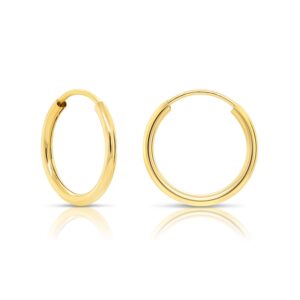 14k yellow gold round endless hoop earrings - 10-18mm (10 millimeters)……