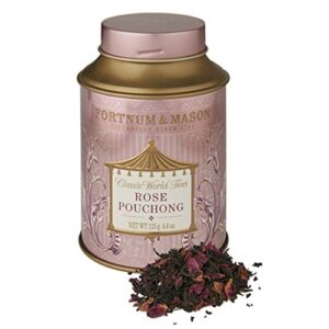 fortnum and mason british tea, rose pouchong 125g loose tea in a gift tin caddy (1 pack).