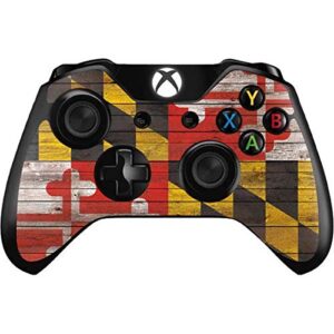 skinit decal gaming skin compatible with xbox one controller - originally designed maryland flag dark wood design