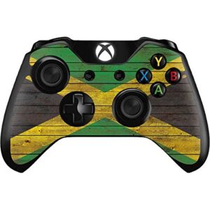 skinit decal gaming skin compatible with xbox one controller - originally designed jamaican flag dark wood design