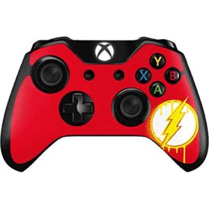 skinit decal gaming skin compatible with xbox one controller - officially licensed warner bros flash emblem drip design