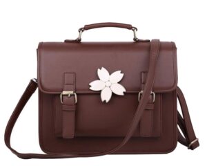 buenocn preppy style vintage backpack pu leather women shoulder bag cute floral handbag messenger bag