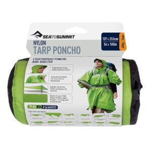 Sea to Summit Nylon Tarp Poncho 4-in-1 Raincoat, Pack Cover, Groundsheet, and Shelter, Apple Green