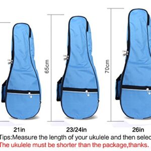 HOT SEAL Waterproof Durable Colorful Ukulele Cotton Case Bag with Storage (21in, light blue)