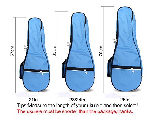 HOT SEAL Waterproof Durable Colorful Ukulele Cotton Case Bag with Storage (21in, light blue)