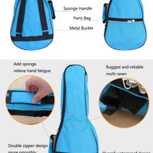 HOT SEAL Waterproof Durable Colorful Ukulele Cotton Case Bag with Storage (21in, light blue)