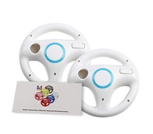 gh mario kart 8 steering wheel compatible with nintendo wii (original white, 2 pack), racing games wheels for wii (u) remote controller (6 colors available)