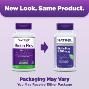 Natrol Beauty Biotin Plus Lutein 5,000 mcg, Dietary Supplement to Support Healthy Hair, Skin and Nails, 60 Beauty Tablets for Adults, 60 Day Supply