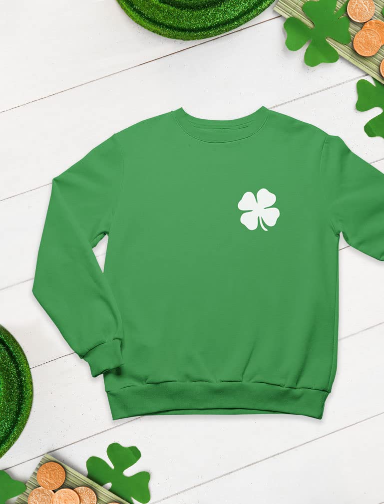 Tstars St Patricks Day Sweatshirt Women Four Leaf Clover Irish Shamrock Sweatshirts Medium Green