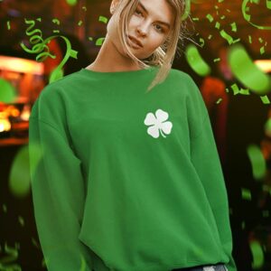 Tstars St Patricks Day Sweatshirt Women Four Leaf Clover Irish Shamrock Sweatshirts Medium Green