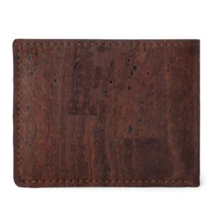 Corkor Slim Bifold Wallet for Men - Cork Wallet - Vegan Leather Cruelty Free Brown