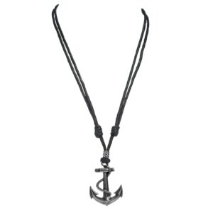 bluerica anchor & rope on adjustable cotton cord necklace