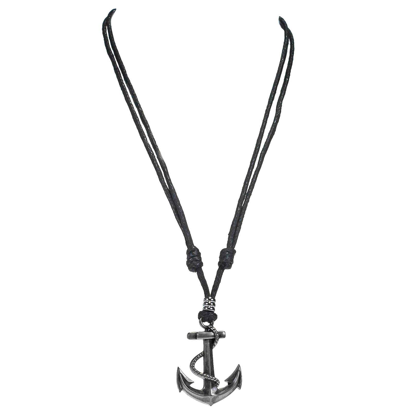 BlueRica Anchor & Rope on Adjustable Cotton Cord Necklace