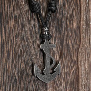 BlueRica Anchor & Rope on Adjustable Cotton Cord Necklace