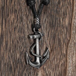 BlueRica Anchor & Rope on Adjustable Cotton Cord Necklace