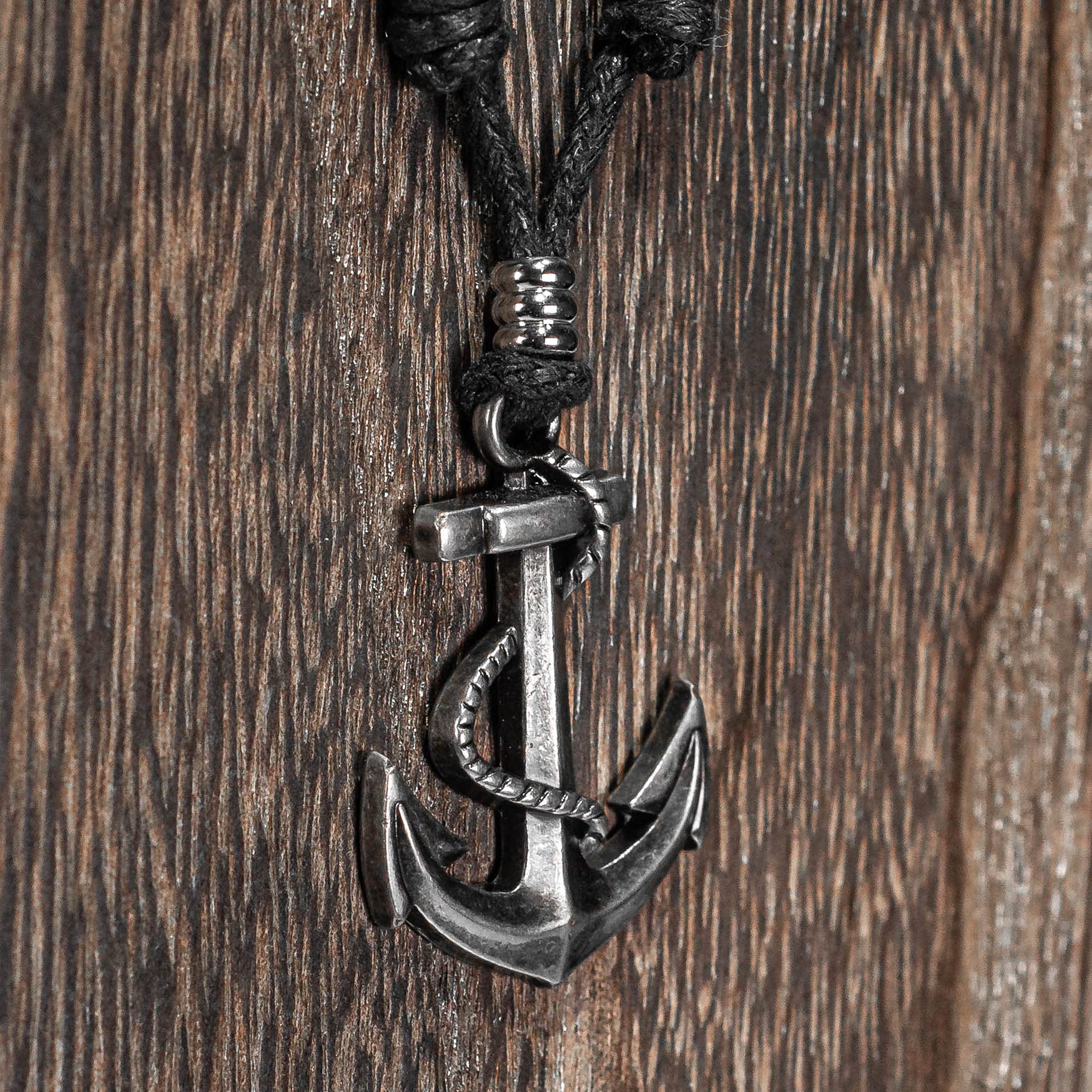 BlueRica Anchor & Rope on Adjustable Cotton Cord Necklace