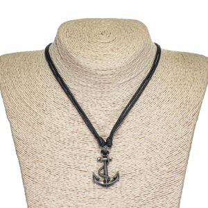 BlueRica Anchor & Rope on Adjustable Cotton Cord Necklace