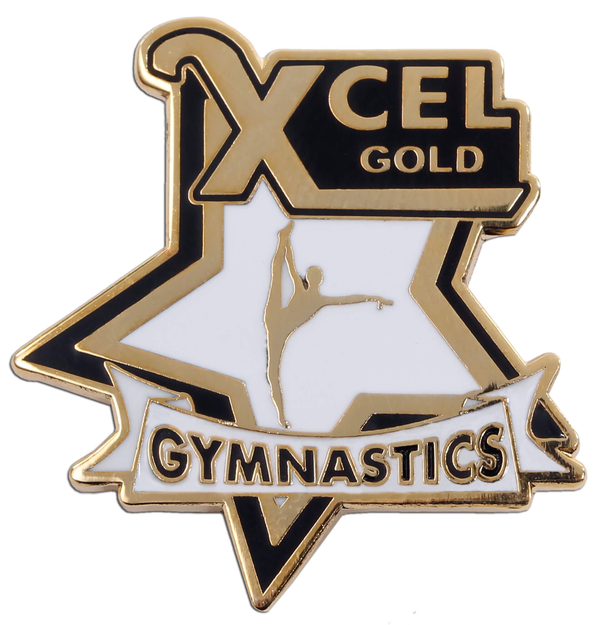 Snowflake Designs Gold Xcel Gymnastics Pin - #2003