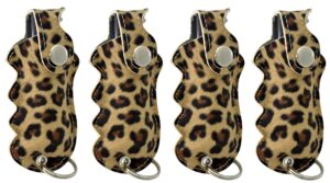 pepper defense 1/2 oz. pepper spray with grip holster and keychain attachment - safety twist lock glow trigger - maximum strength 10% oc formula - self defense personal protection (leopard 4-pack)