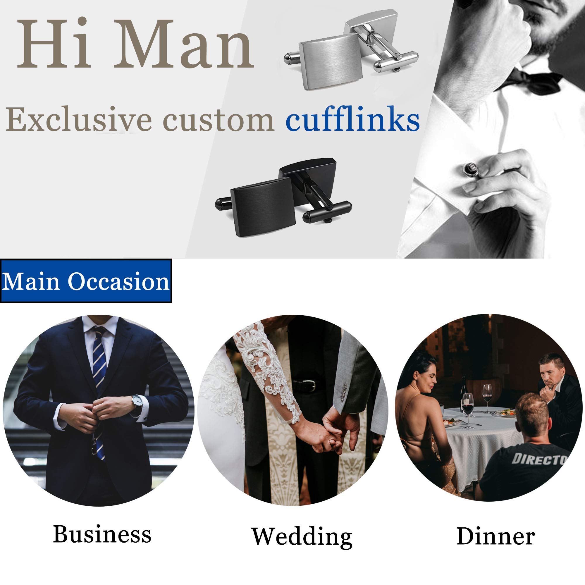 FIBO STEEL Stainless Steel Classic Cufflinks for Men Wedding Business Mens Father's Day Dad Birthday Gifts