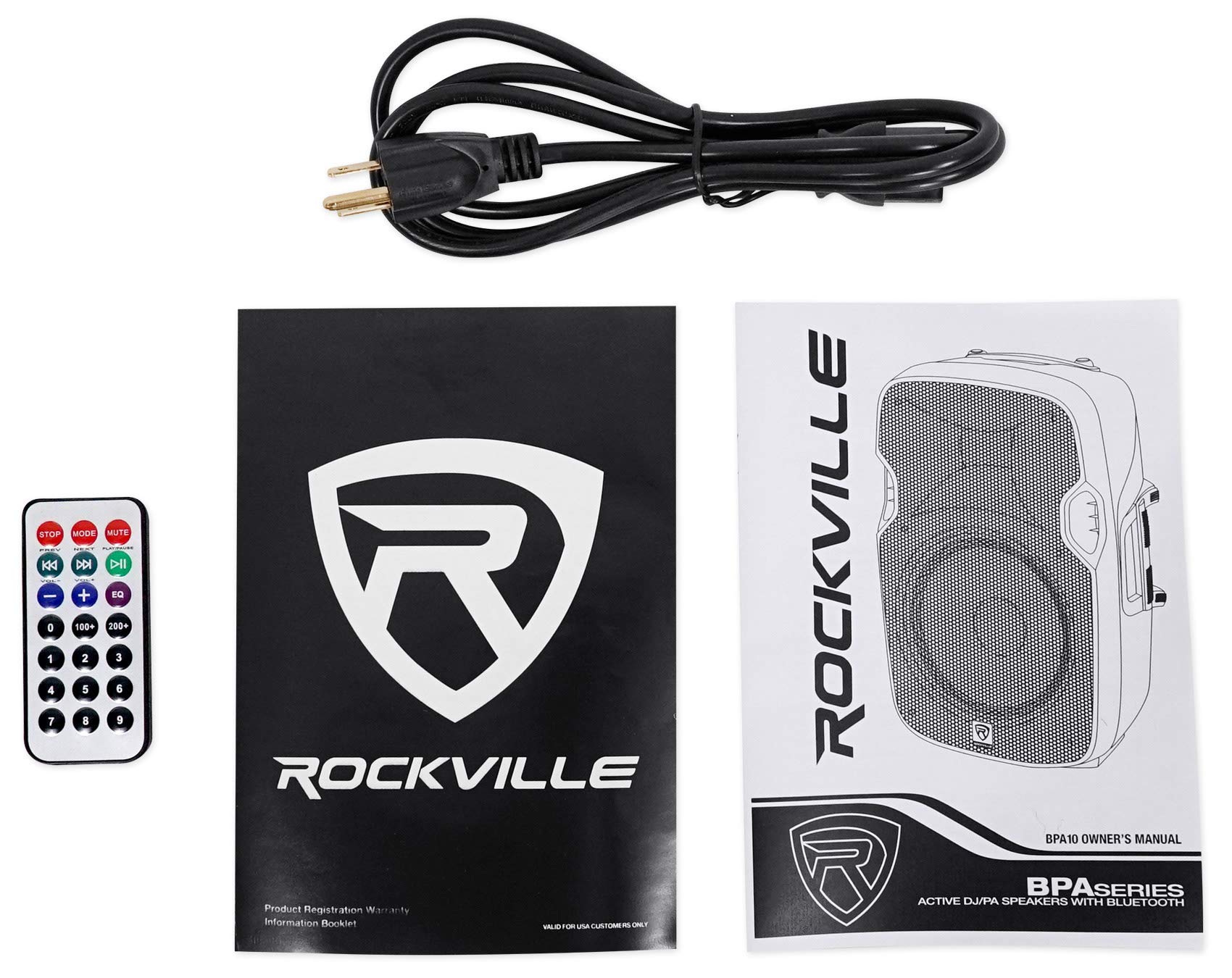 Rockville BPA10 10" Professional Powered Active 400w DJ PA Speaker w Bluetooth, Black