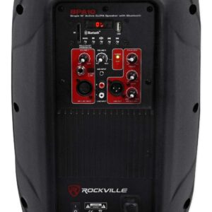 Rockville BPA10 10" Professional Powered Active 400w DJ PA Speaker w Bluetooth, Black