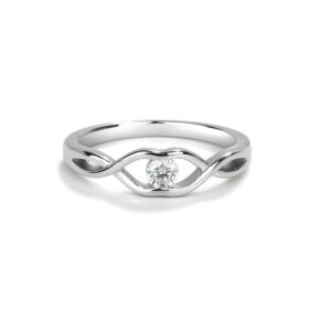 sterling silver dainty baby ring with april cz simulated birthstone (size 2)