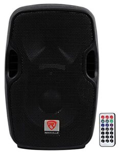 rockville bpa8 8" professional powered active 300w dj pa speaker w bluetooth, black