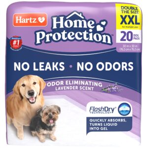 hartz home protection lavender scent odor eliminating gel dog pads, 30" x 30", 20 count