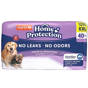 hartz home protection lavender scented dog pads, xxl 40 count, super absorbent & won't leak, odor eliminating