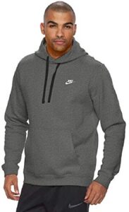 nike men's sportswear club pullover hoodie, charcoal heather/charcoal heather/white, xx-large