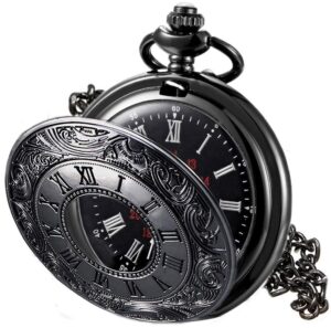 mjscphbjk vintage pocket watch for men roman numerals scale quartz pocket watches with chain for xmas fathers day gift