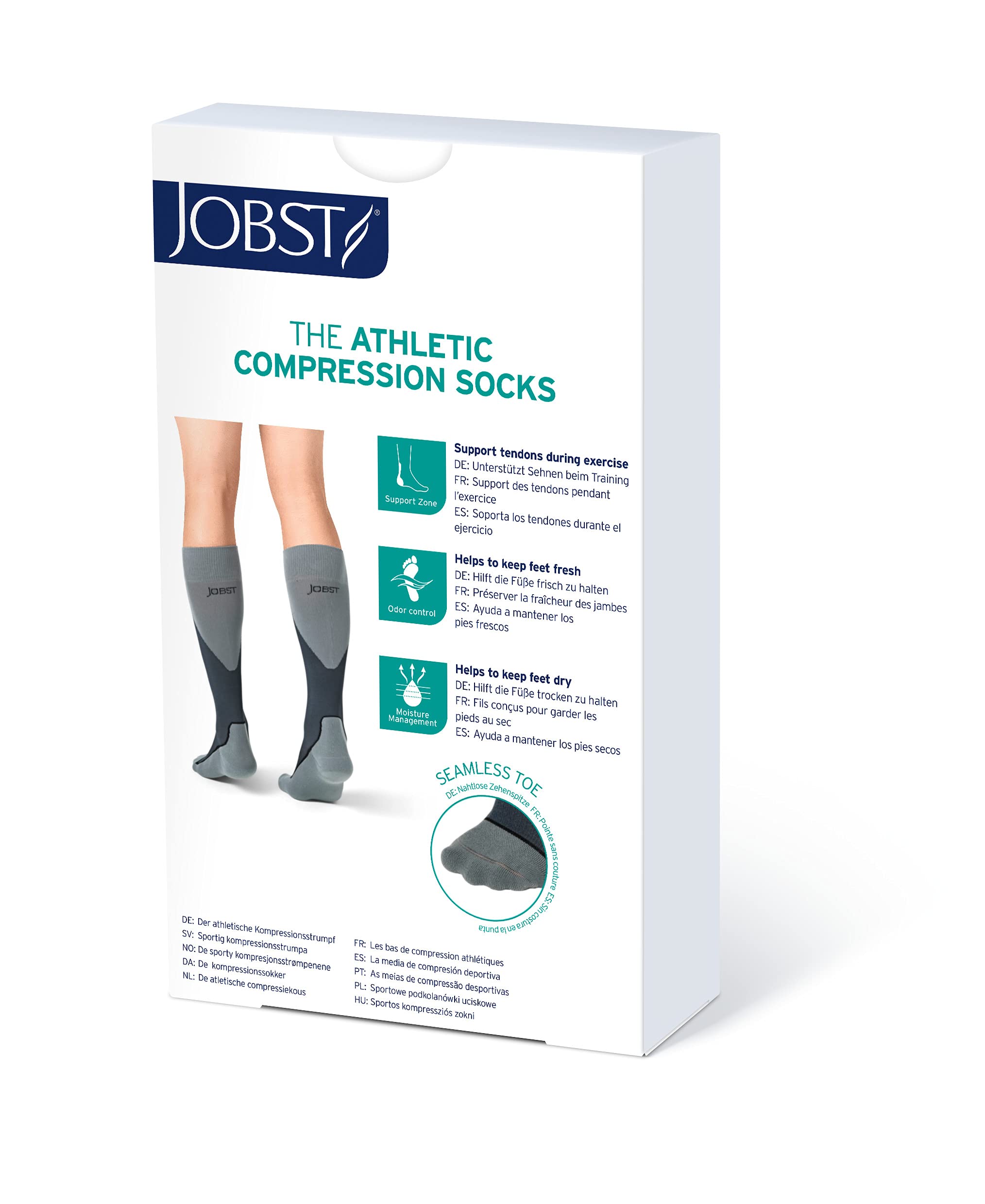 JOBST 7528911 Sport Knee High 15-20 mmHg Compression Socks, Black/Grey, Medium