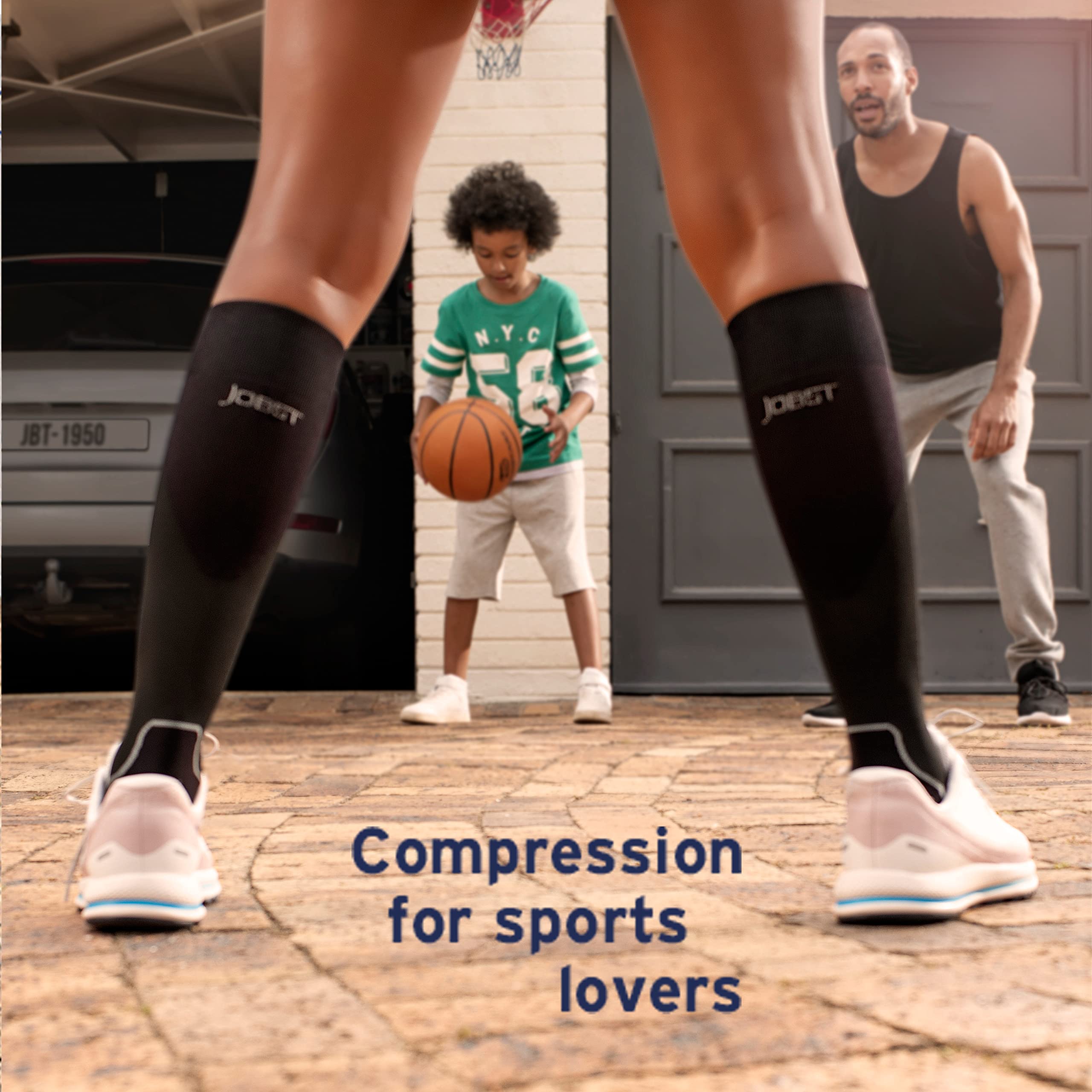 JOBST 7528911 Sport Knee High 15-20 mmHg Compression Socks, Black/Grey, Medium